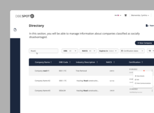 DBE Spot – Search, Profile, Organize & Track